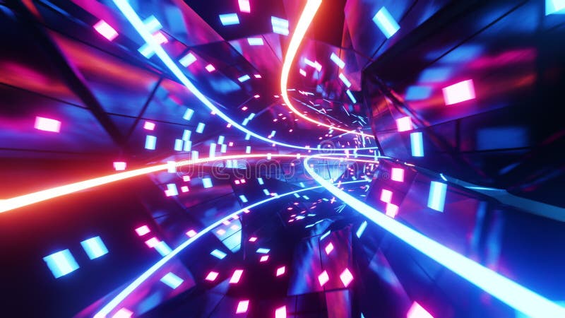 Flying Inside Blue Data Cables. Infinitely Looped Animation. Stock ...