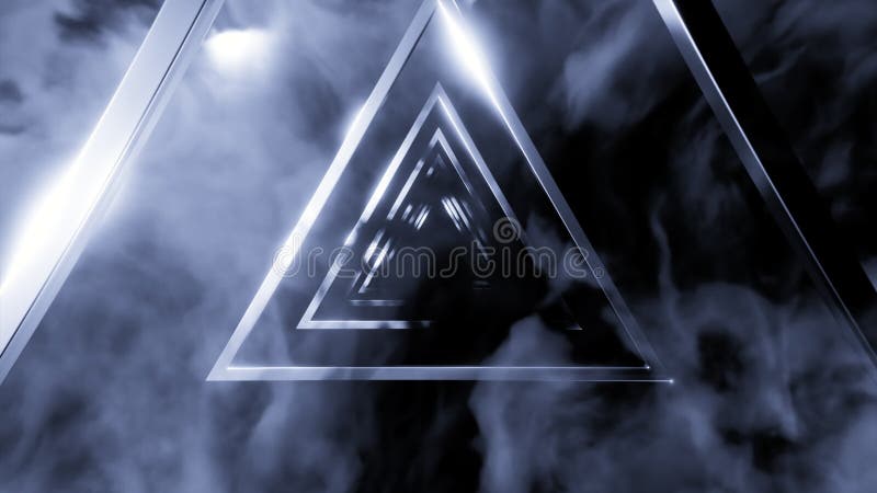 Flying Inside Futuristic Abstract Tunnel of Metallic Triangles and ...