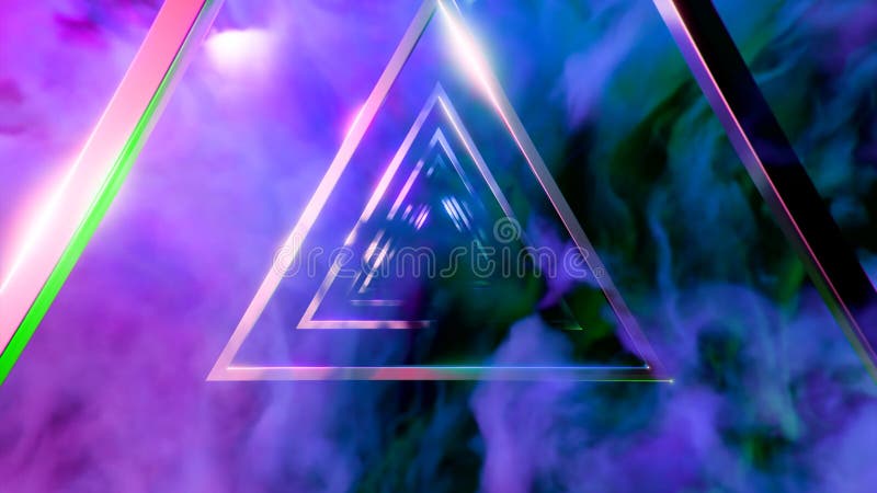 Flying Inside Futuristic Abstract Tunnel of Metallic Triangles and ...