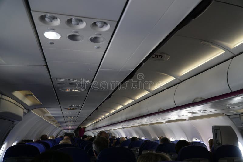 Flying Inside Passenger Airplane Stock Image - Image of travel, trip ...