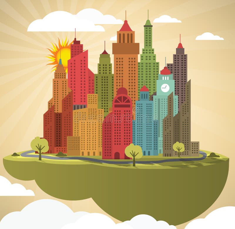 Flying Island (modern City) Stock Vector - Illustration of homeland ...