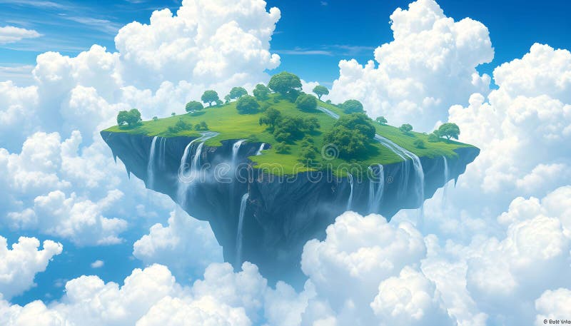 Flying Island in the Sky AI Generative Stock Illustration ...