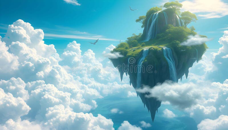 Flying Island in the Sky AI Generative Stock Illustration ...