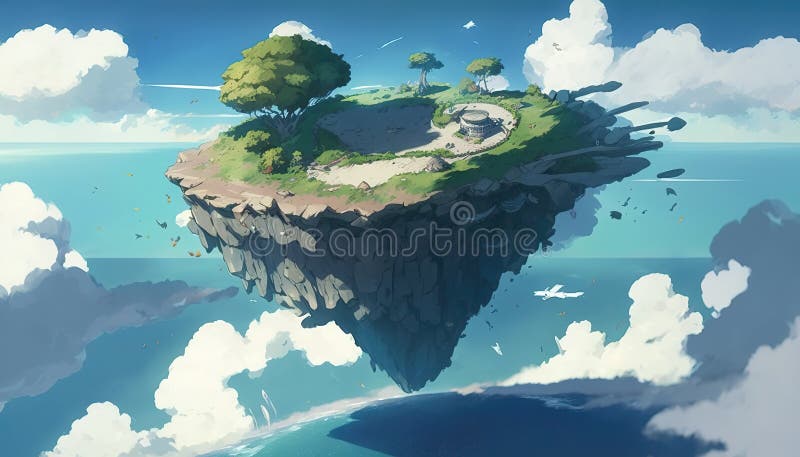 A Flying Island in Sky, Simple but Beautiful, Generative Ai Technology ...