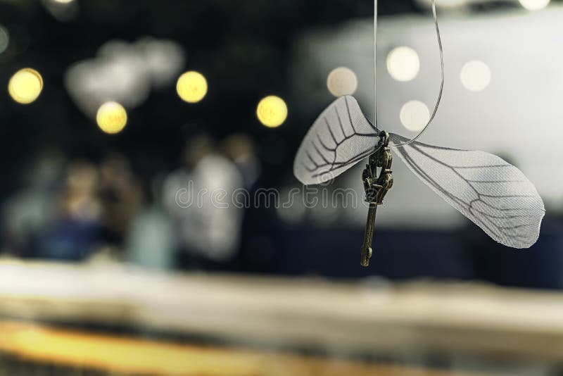 Flying Key with Dragonfly Wings. Party Event Decoration Concept Stock ...