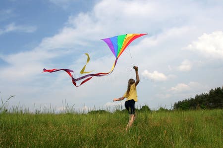 Flying kite stock image. Image of bounce, girl, holiday - 2639605