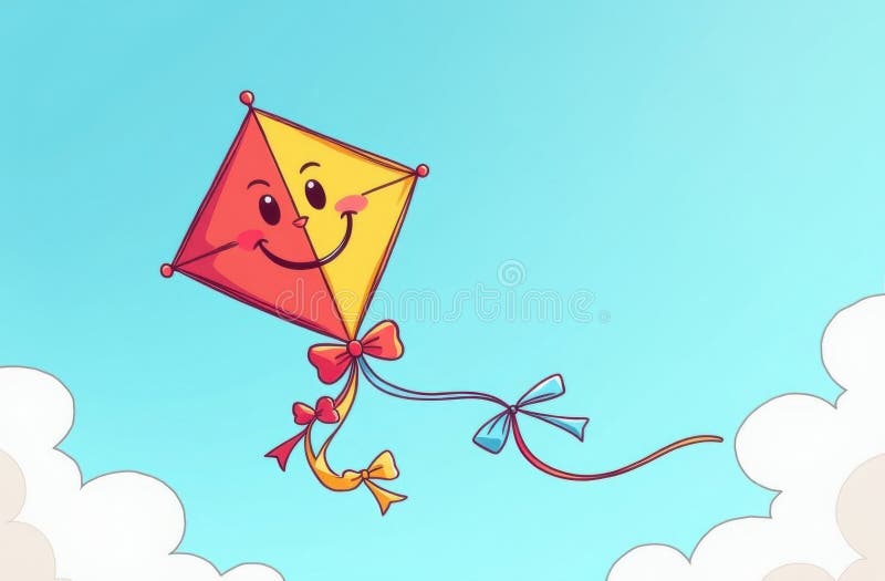 A Flying Kite with a Smiling Face at 30-12-2024 Stock Illustration ...