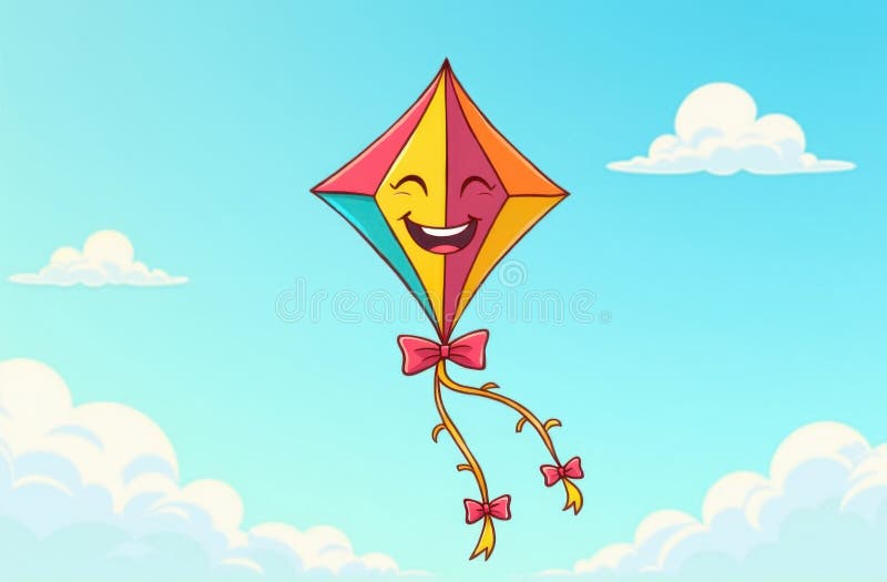 A Flying Kite with a Smiling Face at 30-12-2024 Stock Illustration ...