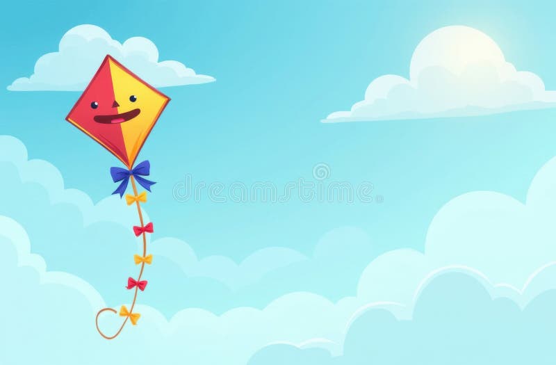 A Flying Kite with a Smiling Face at 30-12-2024 Stock Illustration ...
