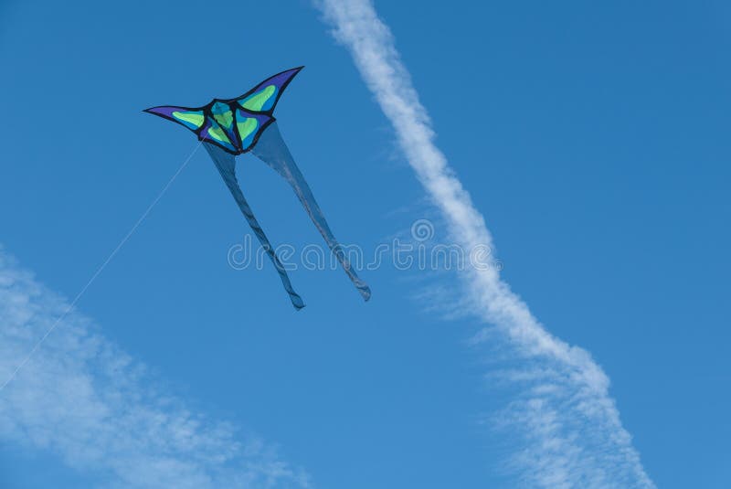 Flying Kites on Blue Sky stock image. Image of kite - 107931237