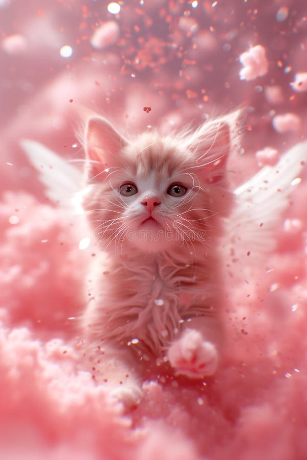 Flying kitty angel stock illustration. Illustration of kitty - 304145873