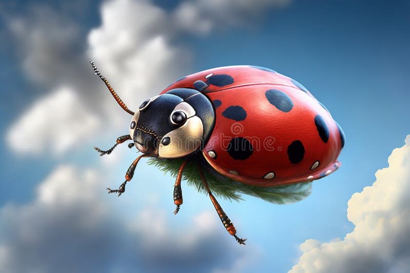 A Flying Ladybug. Ai Generated Stock Illustration - Illustration of ...