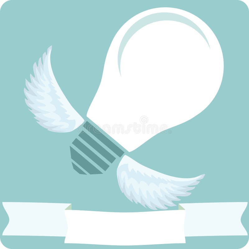 Flying light bulb stock vector. Illustration of abstract - 66349171