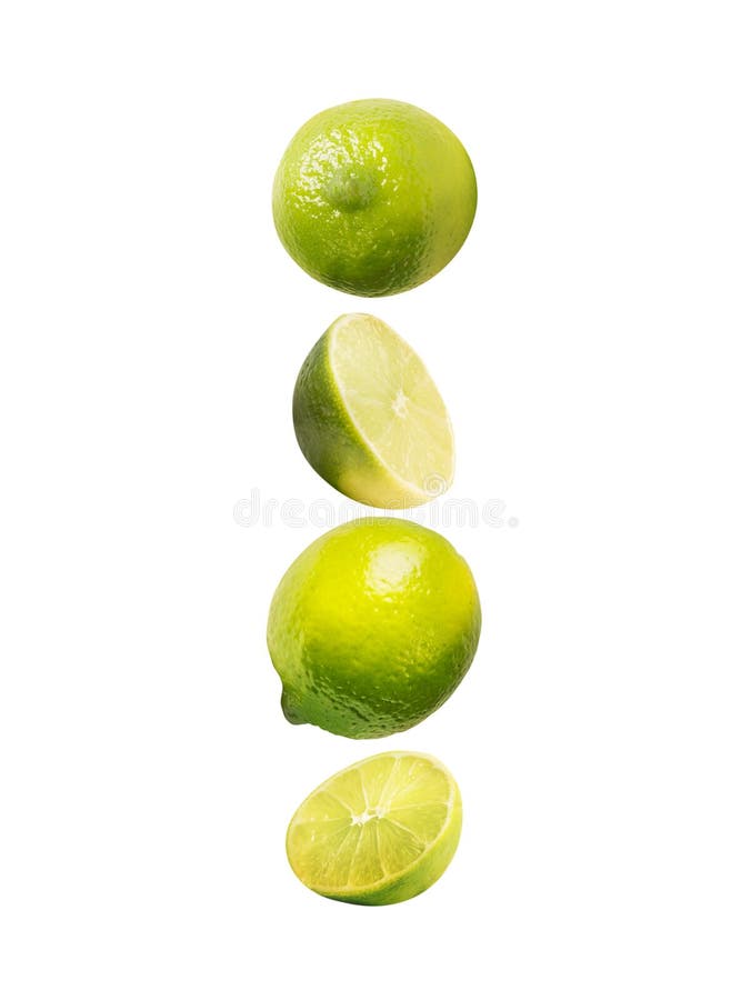 Flying Lime with Shadow, Isolated on White Background. Horizontal ...