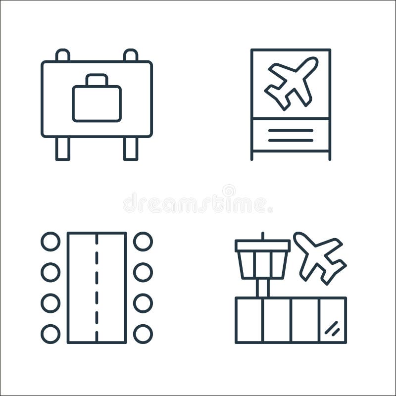 Flying Line Icons. Linear Set Stock Vector - Illustration of tray, food ...
