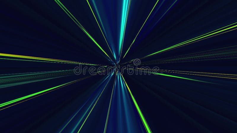 Flying through Line Space Loop Tunnel. Abstract Neon Glowing Background ...