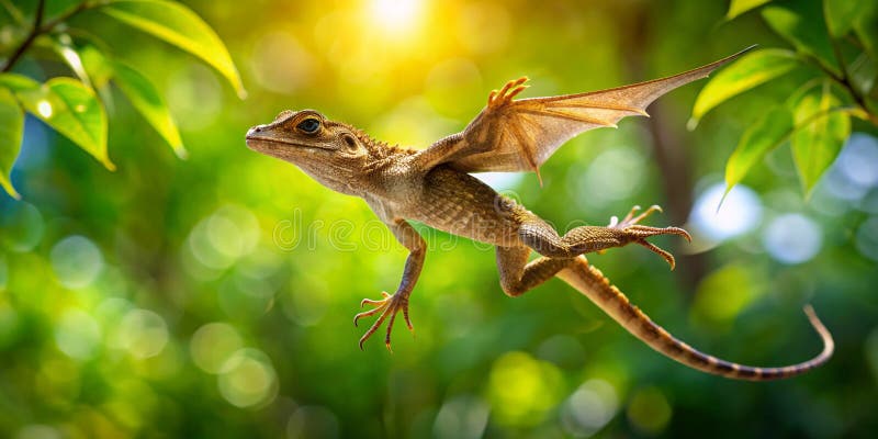 Flying Lizard (Draco) in the Trees AI Generative Stock Illustration ...