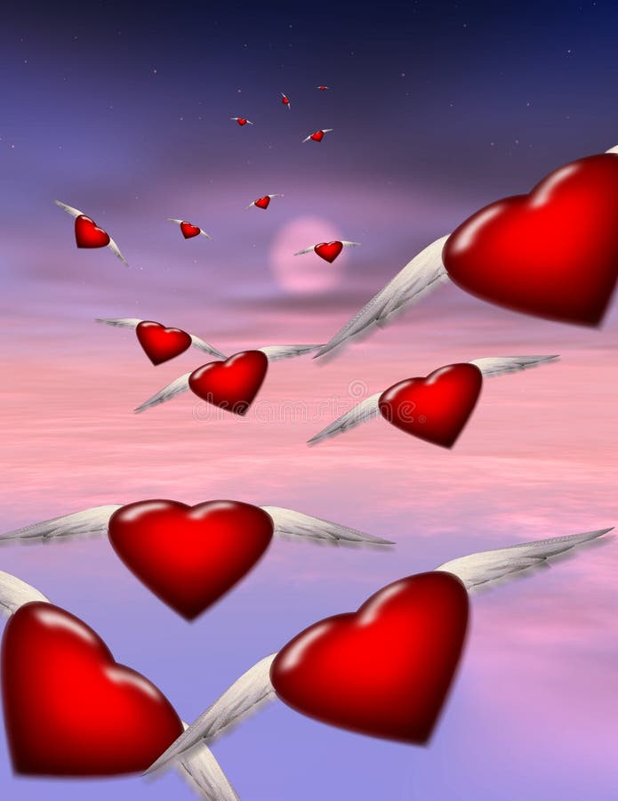 Flying Hearts stock illustration. Illustration of human - 676894