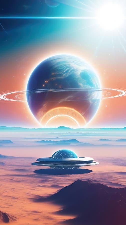 A Flying Machine on the Surface of the Planet Stock Illustration ...