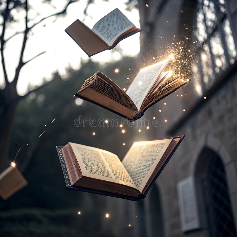 Flying Magic Books Illustration Stock Illustration - Illustration of ...