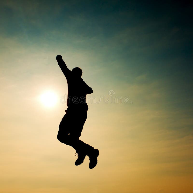 Flying Man. Young Man Falling. Silhouette of Poise Man Stock Photo ...
