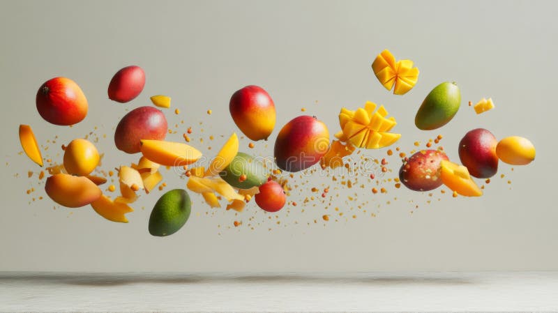 Flying Mangoes: a Colorful Explosion of Tropical Fruit Stock ...