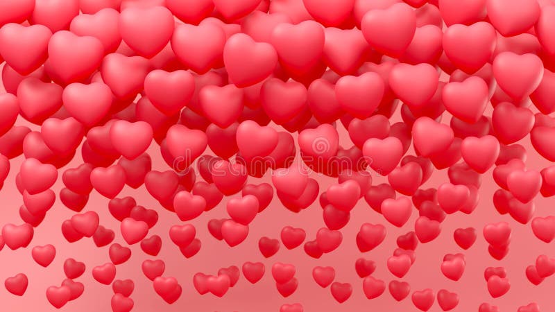 Flying Many Red Hearts Background. Valentine Day Backdrop Stock ...