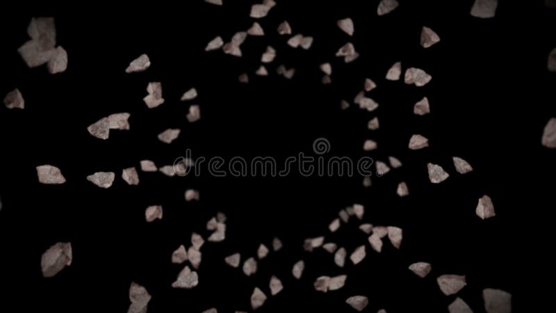 Flying Many Rock Stone on Black Background. Broken Splash Explosion ...