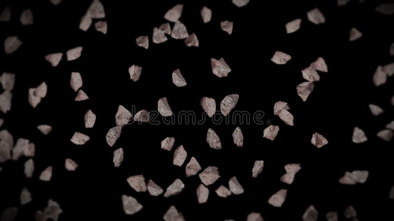 Flying Many Rock Stone on Black Background. Broken Splash Explosion ...