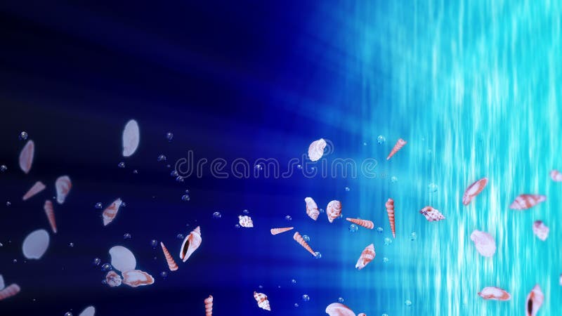 Flying Many Sea Shells in Blue Water. Collection of Realistic Shellfish ...
