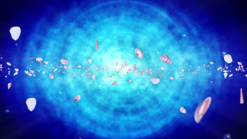 Flying Many Sea Shells in Blue Water. Collection of Realistic Shellfish ...