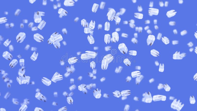 Flying Many White Teeth on Blue Background. Dental Care Concept. 3D ...
