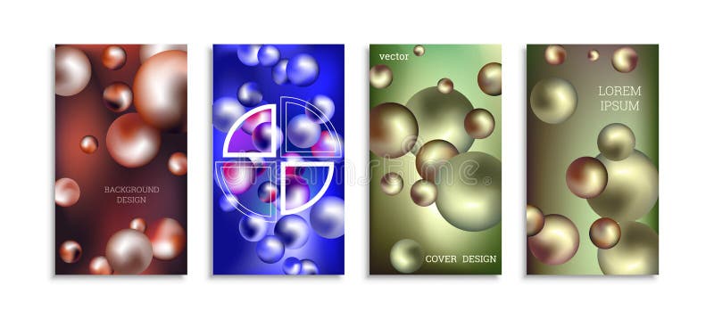 Flying Metal Balls. Set of 4 Cover Designs, Creative Background Stock ...