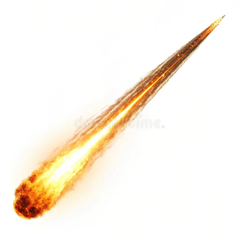 Flying Meteor with Fire Trail Isolated on Transparent Background Stock ...