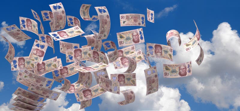 Flying Mexican Pesos stock illustration. Illustration of heap - 44921344