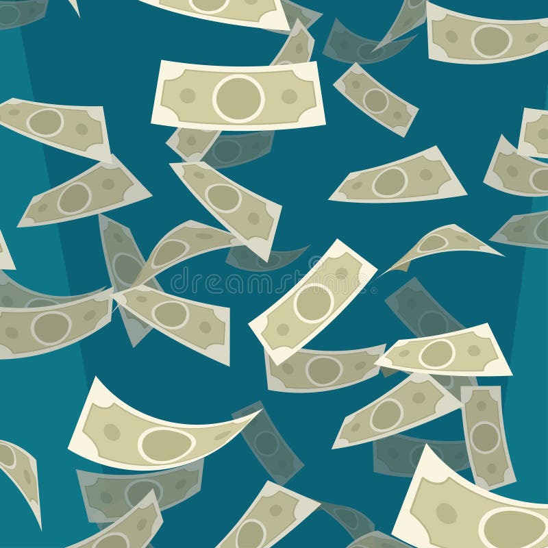 Flying Money on Blue Background Stock Vector - Illustration of dollar ...