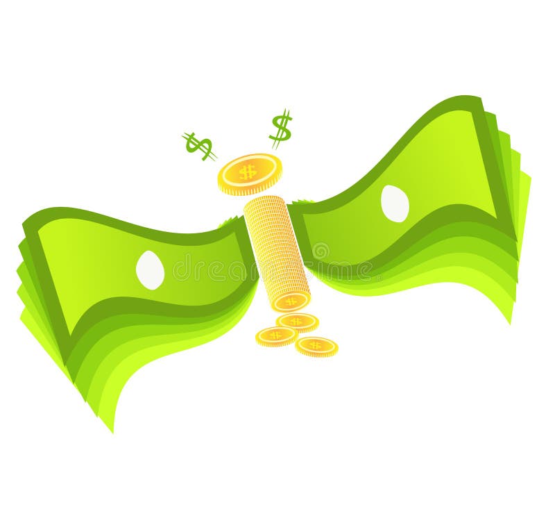 Flying Money and Dropping Coins Stock Illustration - Illustration of ...