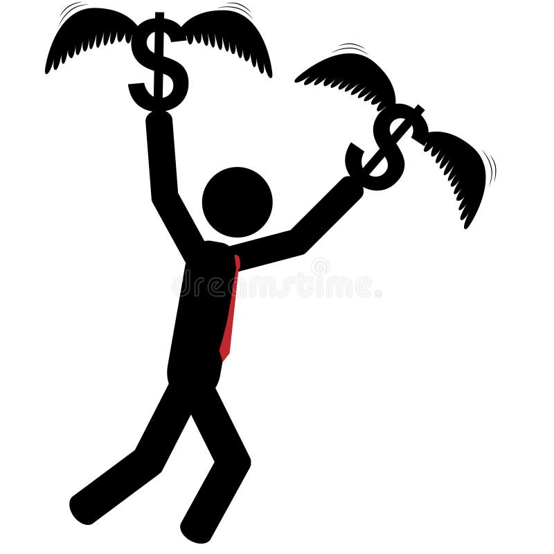 Flying with money stock vector. Illustration of adult - 41755587