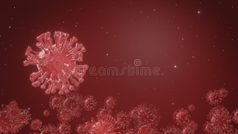 Flying or Motion of Corona Virus, Flu Virus on Red Background. Microbe ...