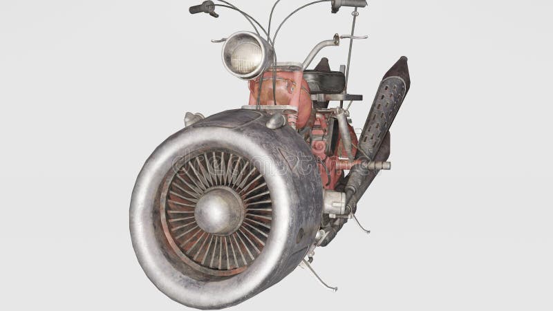 Flying motorcycle with jet stock photo. Image of engine - 335091748
