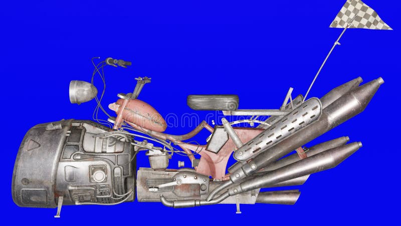 Flying motorcycle with jet stock illustration. Illustration of flying ...