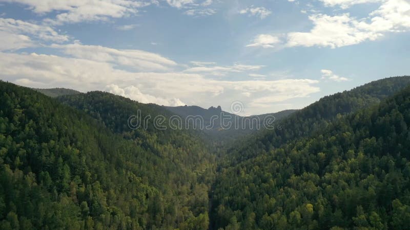 Flying in a Mountain Gorge Over an Autumn Forest, Hyperlapse. Stock ...