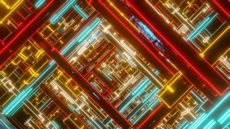 Flying between Moving Abstract Forms. 3D Rendering Illustration Stock ...