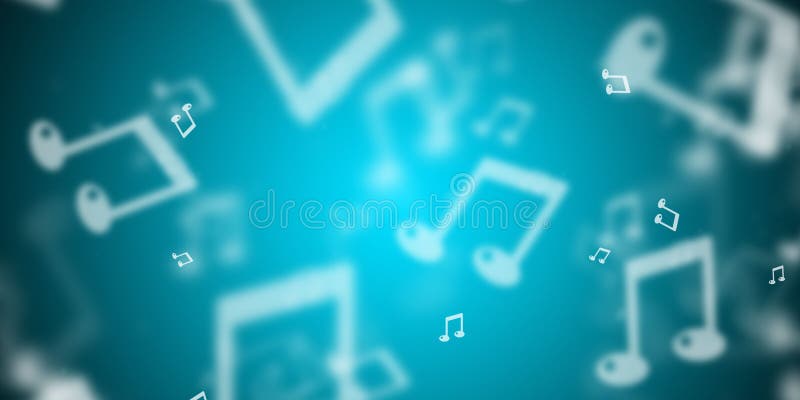 Abstract Light Blue Background with Flying Music Notes Stock Image ...