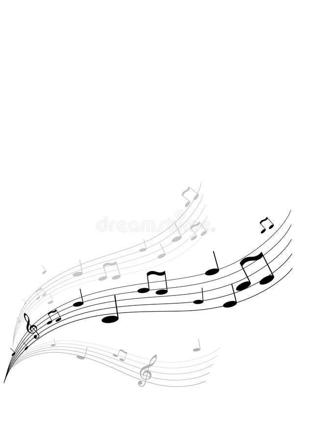 Dandelions with Note Music Flying on White Background Stock ...