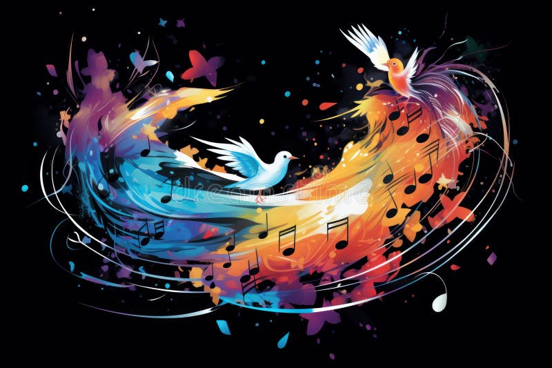 Illustration Music Notes Birds Stock Photos - Free & Royalty-Free Stock ...