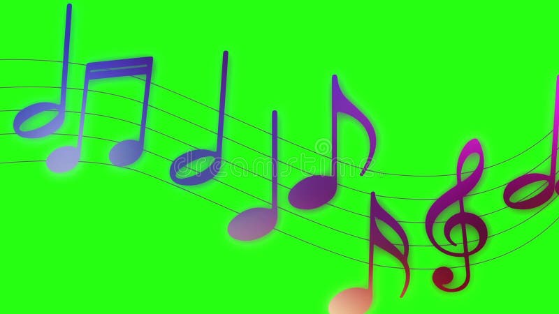 Flying Musical Notes on Green Screen Background Stock Video - Video of ...