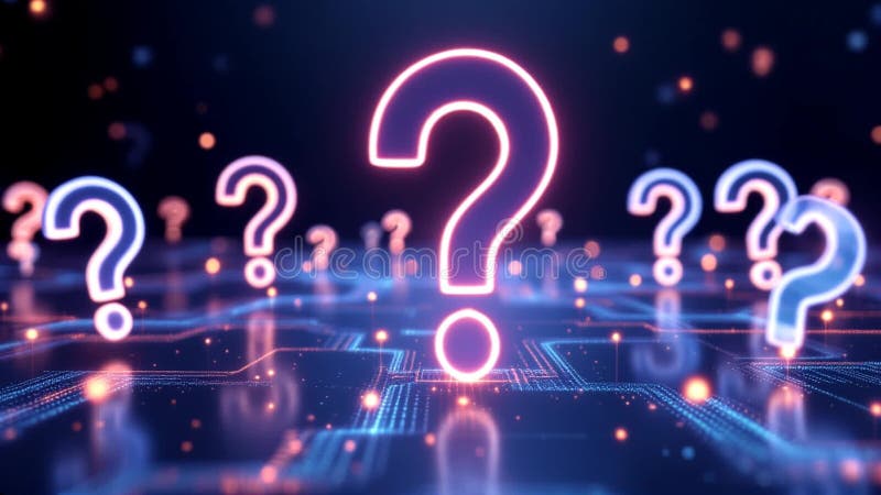 Flying and Neon Light Question Marks Video Animation. Faq, Web Banner ...