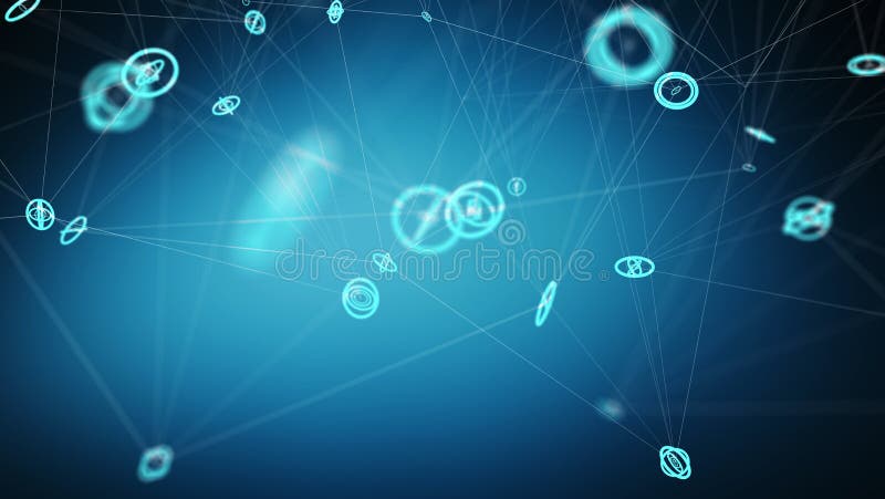 Flying Network Connection Interface 3D Rendering Stock Illustration ...