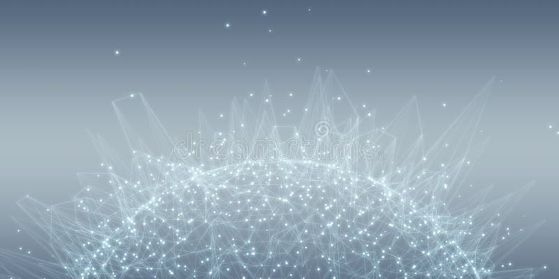 Flying Network Connection Interface 3D Rendering Stock Illustration ...